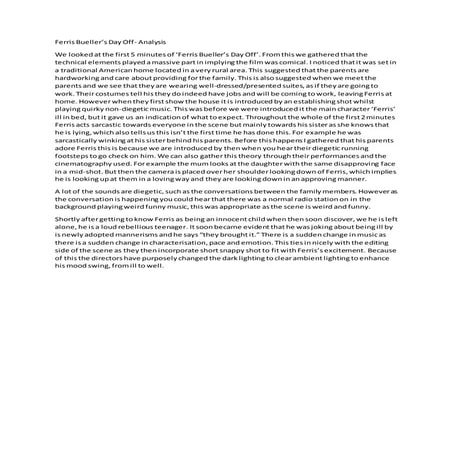 Ferris Bueller's Day off analysis | DOCX