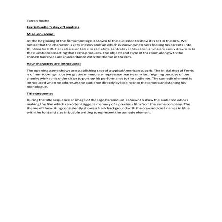 Ferris bueller analysis | DOCX