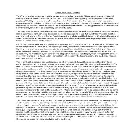 Ferris Bueller's Day off analysis | DOCX