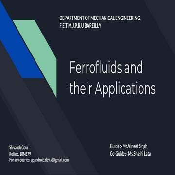 Ferrofluids and their applications | PPTX