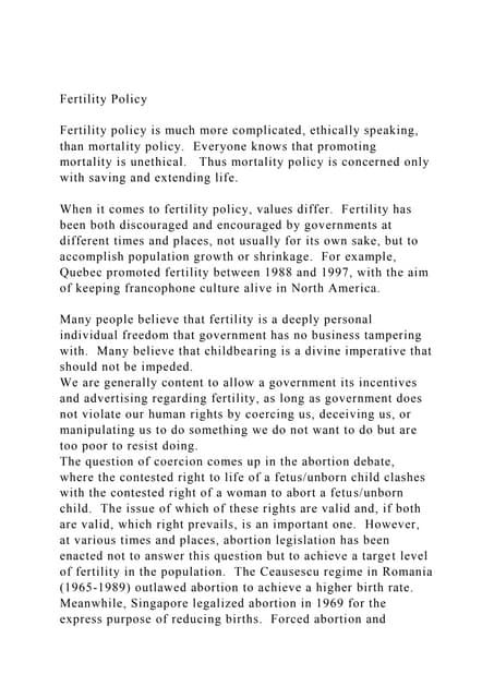 Pro-natalist and Anti-natalist policies | PDF