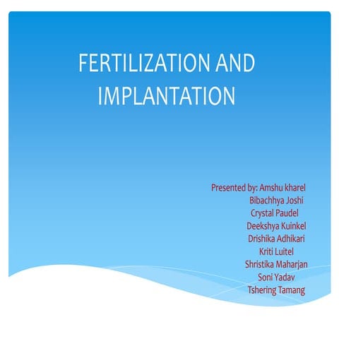 FERTILIZATION AND IMPLANTATION physiology | PDF