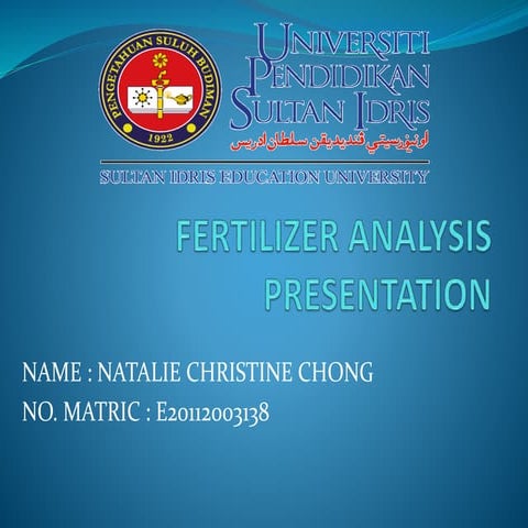 Fertilizer analysis presentation | PPTX