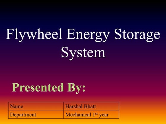 Flywheel Energy Storage System | PPT