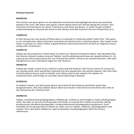 Journal Entry - Festival | DOCX