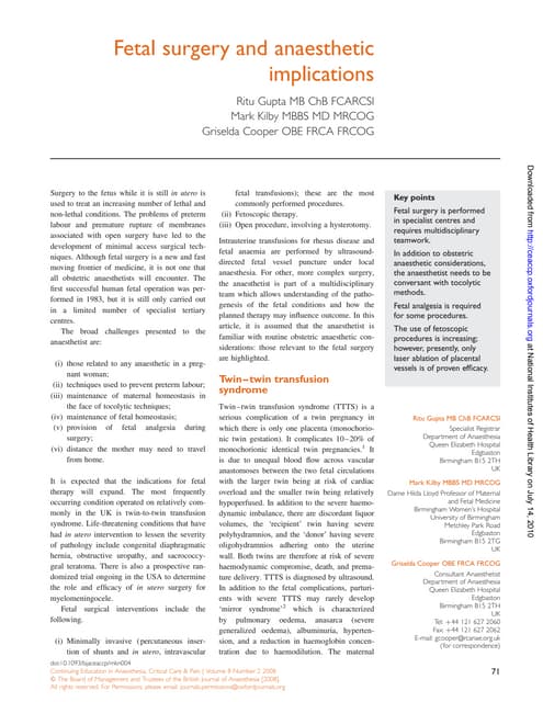 The art of fetoscopy | PDF