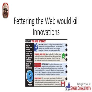 Fettering the web would kill innovations | PPTX | Internet | Computing