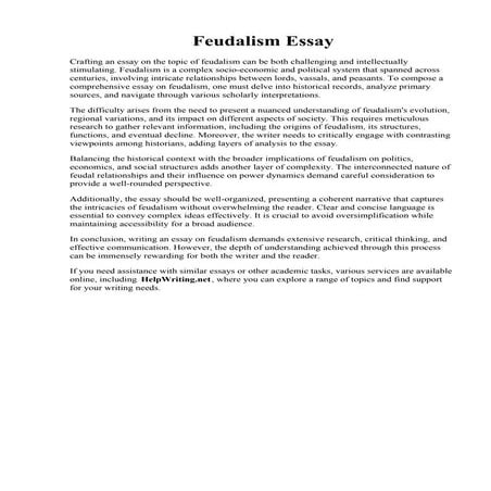 Feudalism Essay. The Effects Of Feudalism In Europe Following The Fall ...