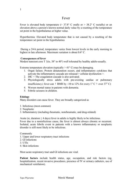 Fever | PPTX | Infectious Diseases | Diseases and Conditions