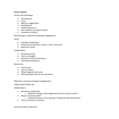 FEVS Breakout Session Notes from "Developing a Communications Plan for ...