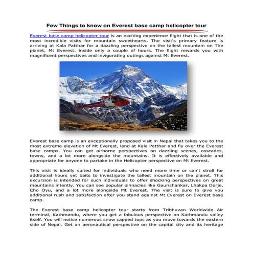 Experience 1 Day Mount Everest Helicopter Tour | PDF