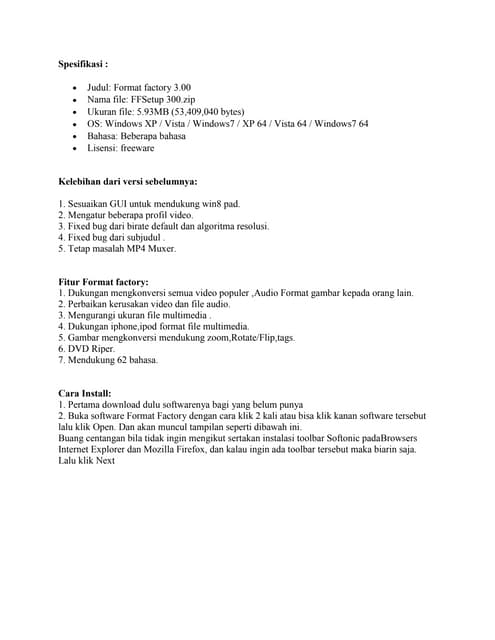 Tutorial format factory | PDF