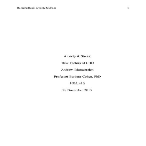 Stress & Anxiety Research Paper | DOCX
