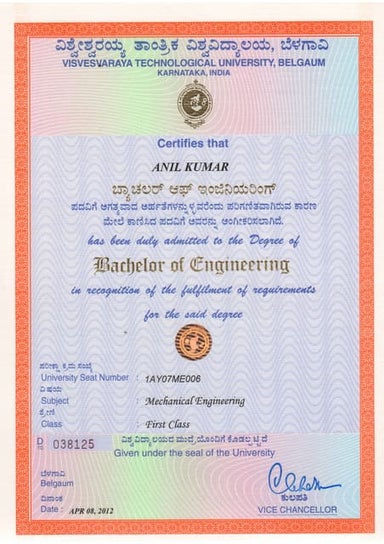 MTech Degree Certificate | PDF