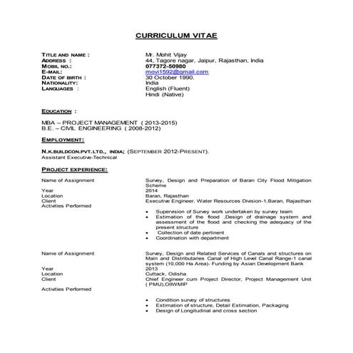 CURRICULUM VITAE-mohit vijay | DOCX