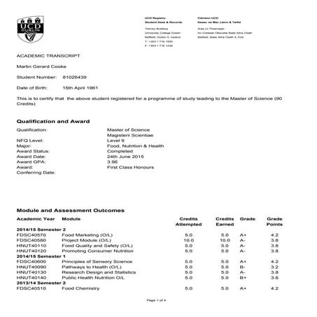 Academic Transcript | PDF