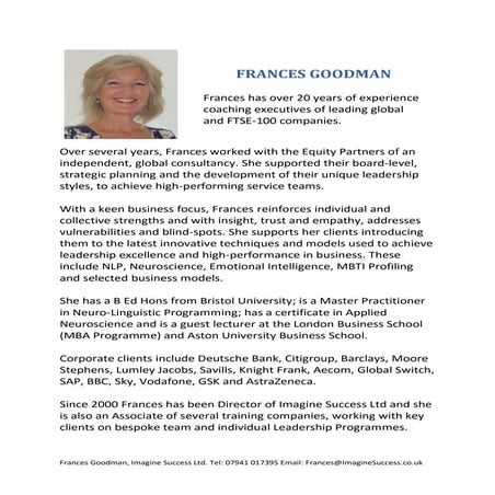 Frances Goodman Business Summary | PDF