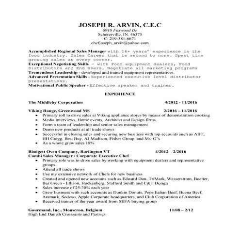 Joe Resume 2017 (word) | PDF