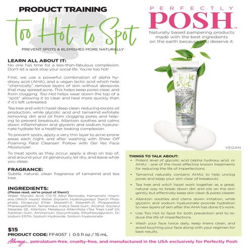 Perfectly Posh Too Hot To Spot | PDF