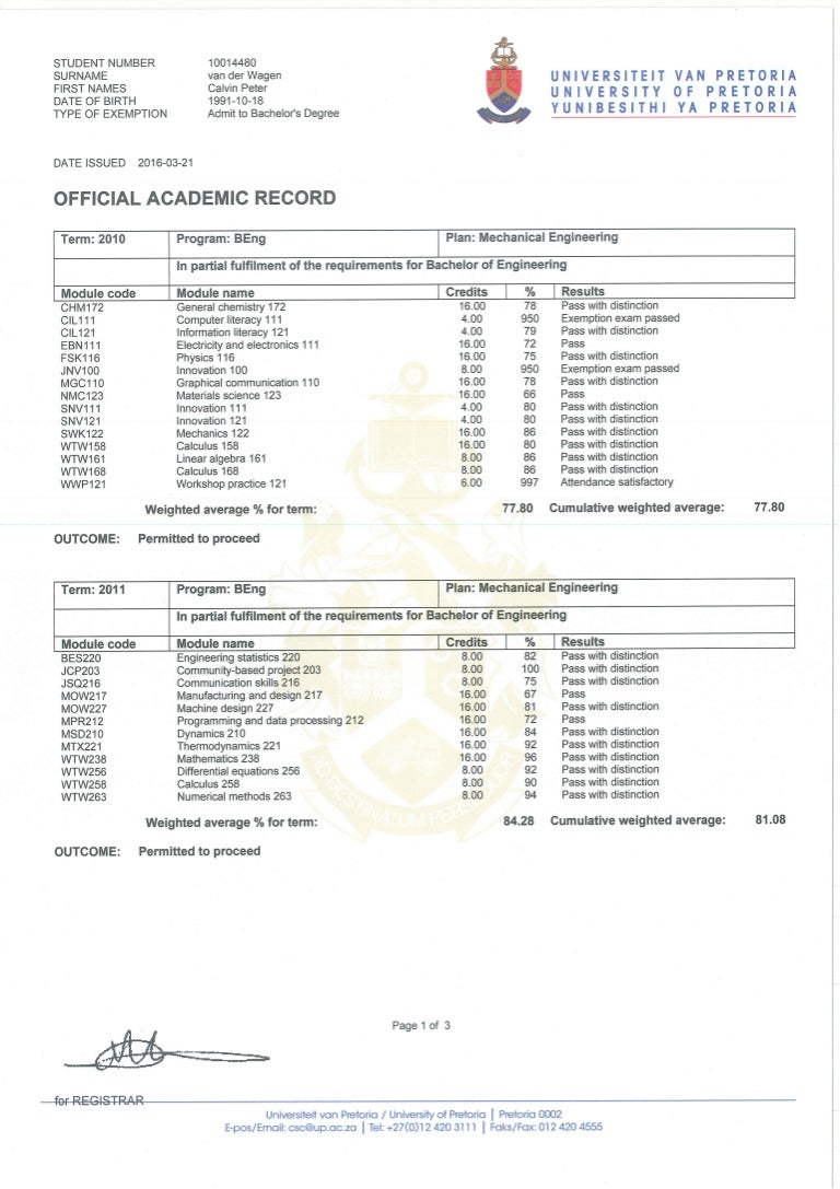 Academic Results - University