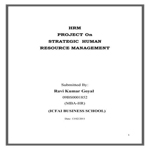 FINAL StrategicHrm MRP REPORT BY RAVI GOEL | PDF