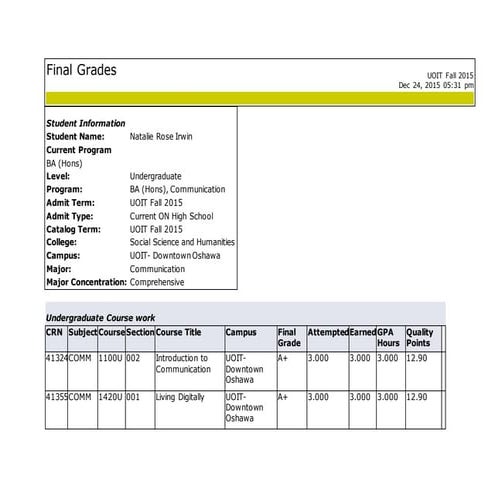 University Transcript | PPT