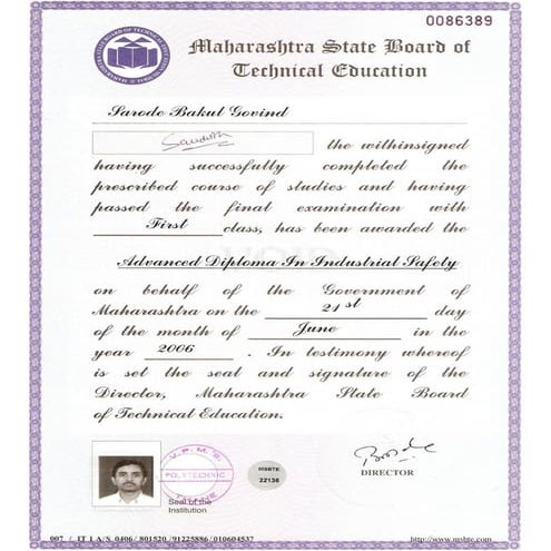 Advance Diploma In Industrial Safety | PDF