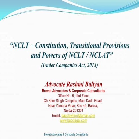 PPT on NCLT by Mr. Prashant Jain | PDF