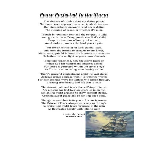 Peace Perfected In the Storm | DOCX | Christianity | Religion ...