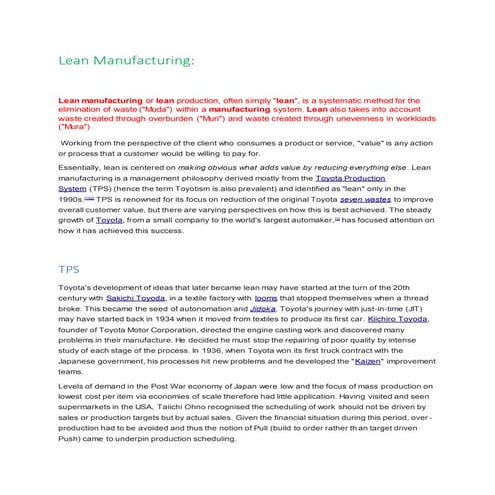 LEAN Manufacturing | PDF