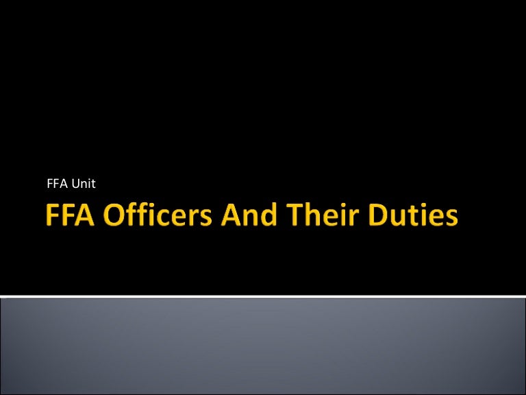 Ffa Officers And Their Duties