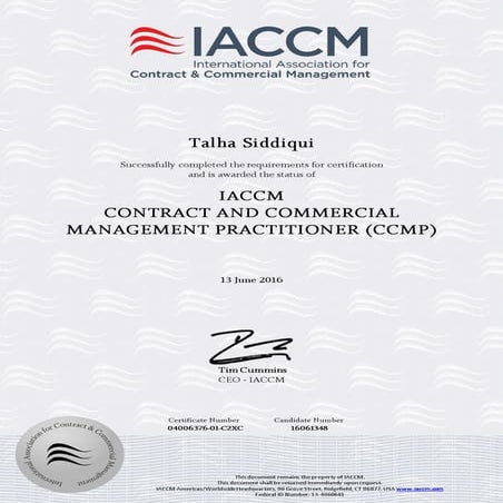 IACCM Certificate | PDF