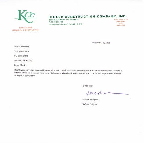 Kibler Construction Testimonial | PDF