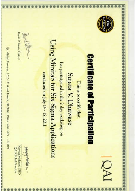 ASQ SSBB Certificate | PDF