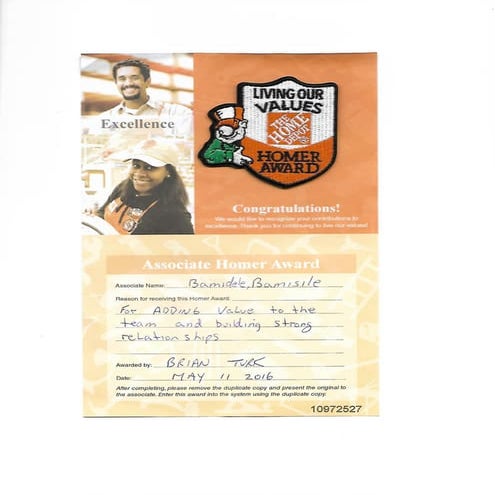 Home Depot Homer Award 1 | PDF