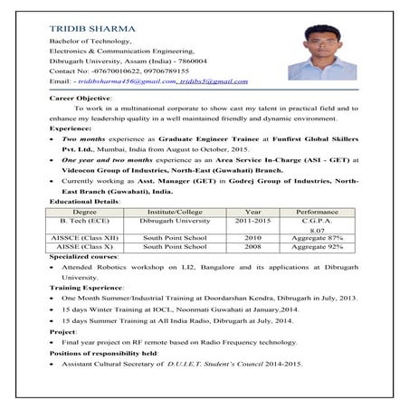 UPDATED -- TRIDIB SHARMA -- CV | DOC | Computing | Technology & Computing
