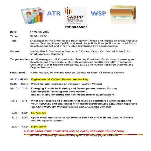 SABPP ATR WSP Workshop revised March 2016 | PDF