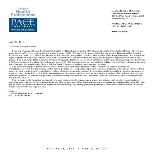 Letter of Recommendation from Theresa Magliulo RN FNP-BC | PDF