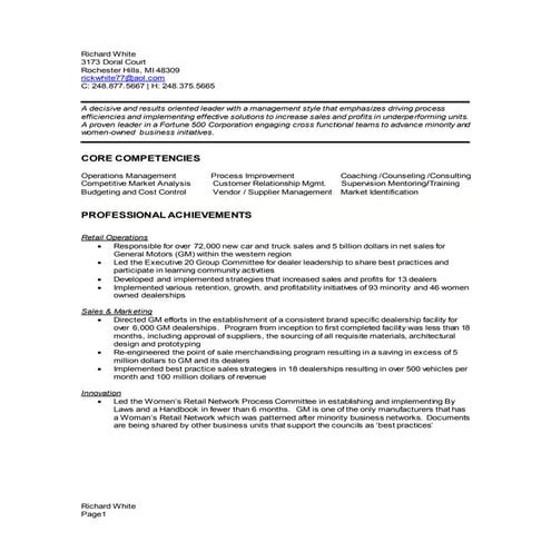 Resume Richard White 2016 | DOCX