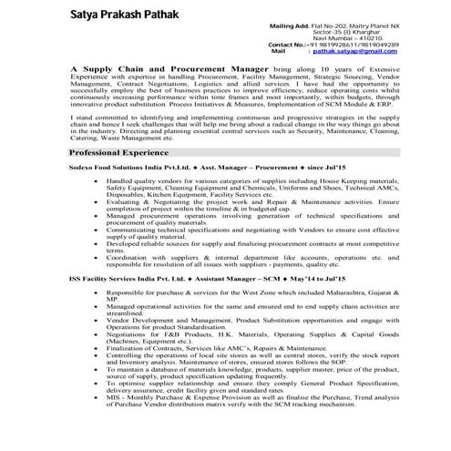 Manager Procurement and SCM | PDF
