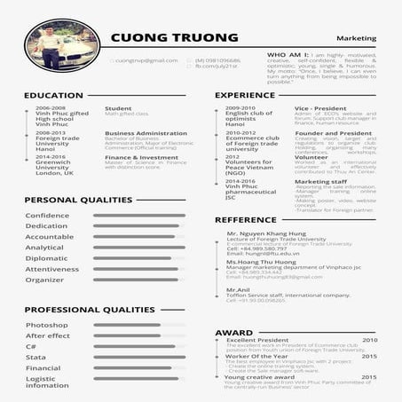 TruongNgocCuong_CV_V1 | PDF | Business Administration | Business