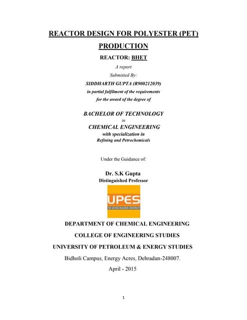 Design of PFR for Series Reaction and Simulation using Aspen.pptx