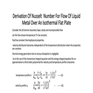 Derivation Of Nusselt Number For Flow Of Liquid Metal Over An ...