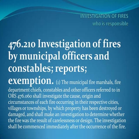 Ffiinvestigation of fire sevidence preservation | PPTX