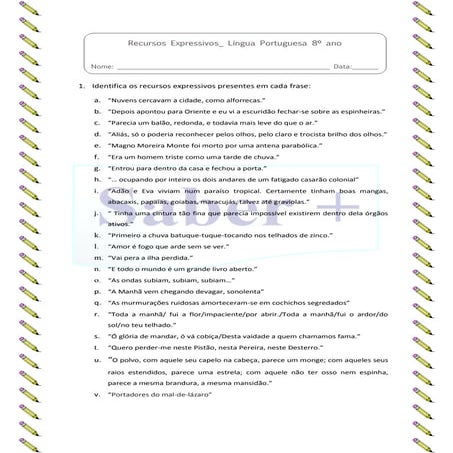 Ficha formativa_ Recursos Expressivos (I) | PDF