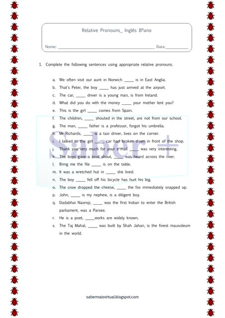 Ficha informativa_ Relative pronouns | PDF