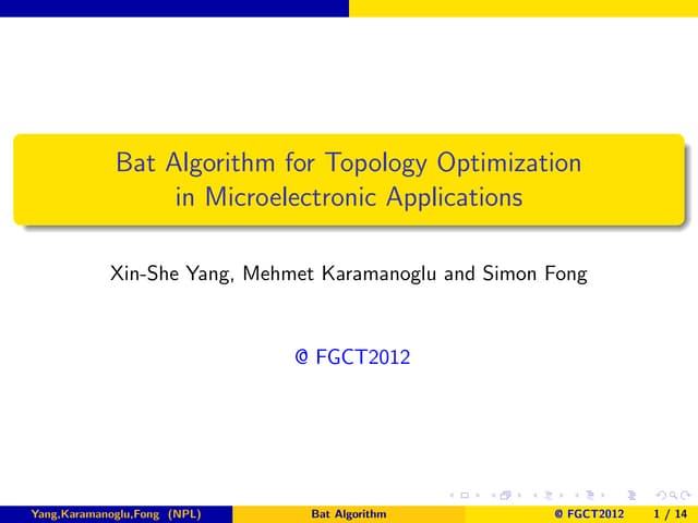 Bat Algorithm For Topology Optimization In Microelectronic Applications 7710