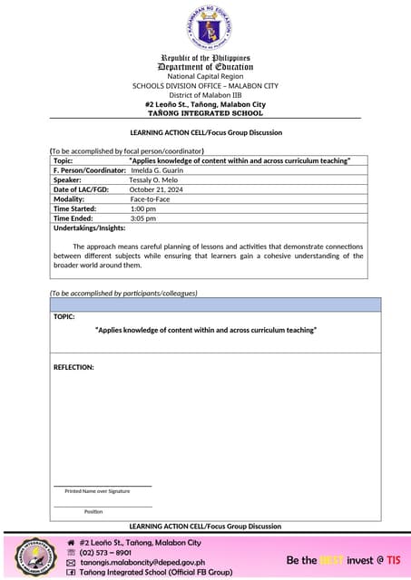 LAC PLAN 2023-2024.docx | Professional School | Postgraduate Education