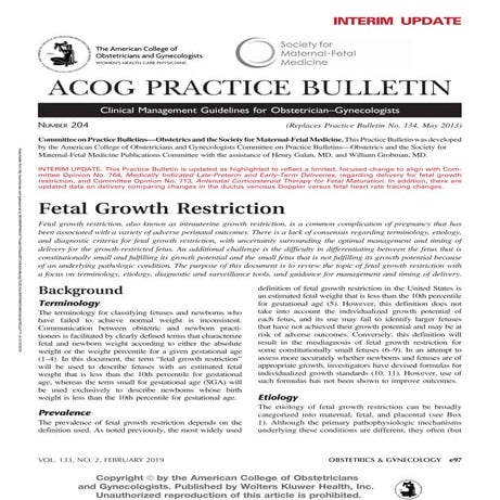 Thai chậm tăng trưởng trong tử cung ACOG SMFM 2019 | PDF