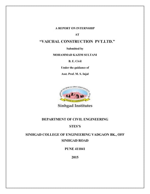 Civil enginerring internship report | PDF